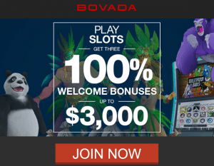 Bovada Casino Bonus - Get Three 100% Welcome Bonuses upto $3000 FREE!
